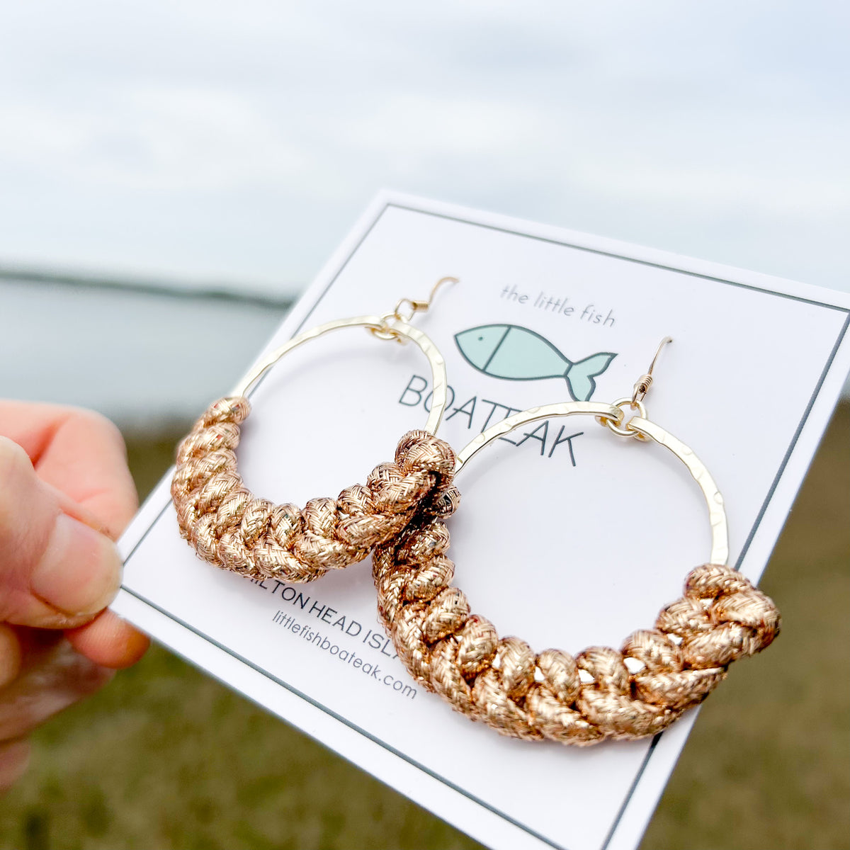 knotted hoops- rose gold – little fish BOATEAK