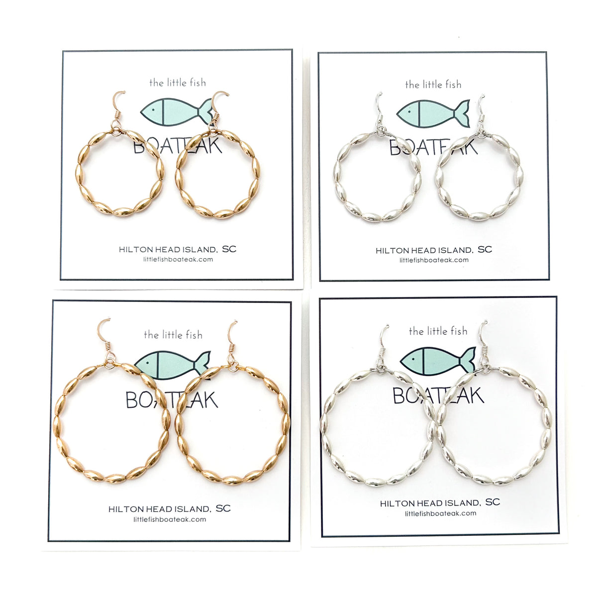 Charleston rice bead hoops {small} silver – little fish BOATEAK